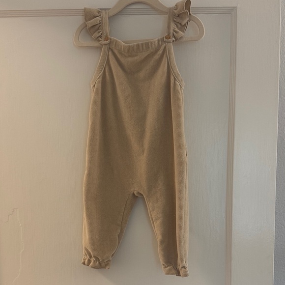Zara | Bottoms | Zara Kids Tan Ruffle Strap Overalls | Poshmark
